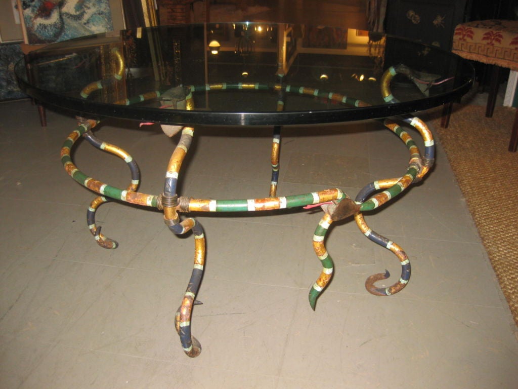 Antique hand Wrought Painted Snake table For Sale at 1stDibs
