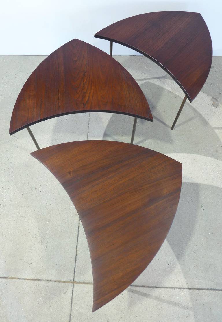 Set of Three Peter Hvidt Crescent-Shaped Side Tables at 1stDibs