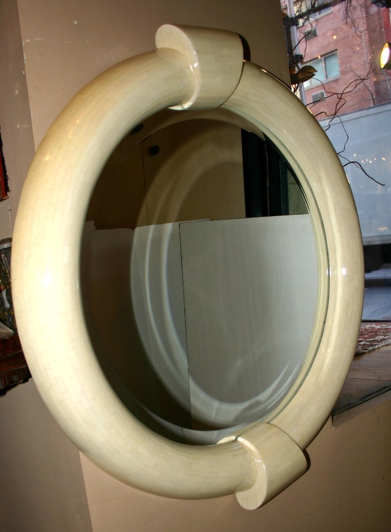 Pair of Bone Veneered Mirrors at 1stDibs