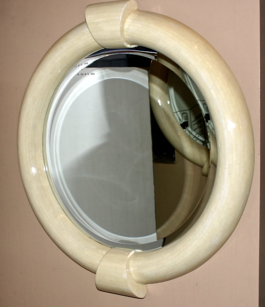 Pair of Bone Veneered Mirrors at 1stDibs