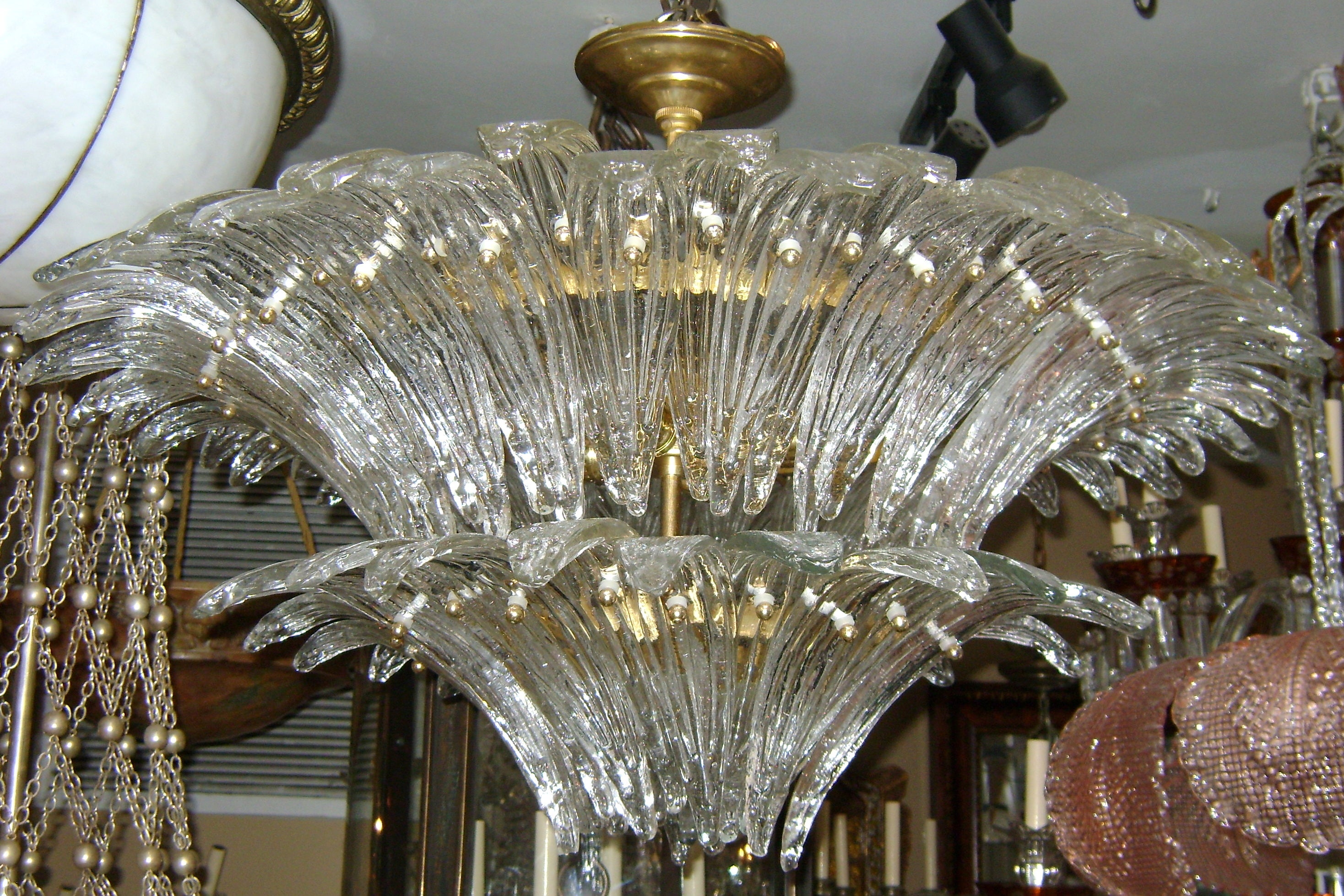Large Italian Molded Glass Light Fixture For Sale at 1stDibs