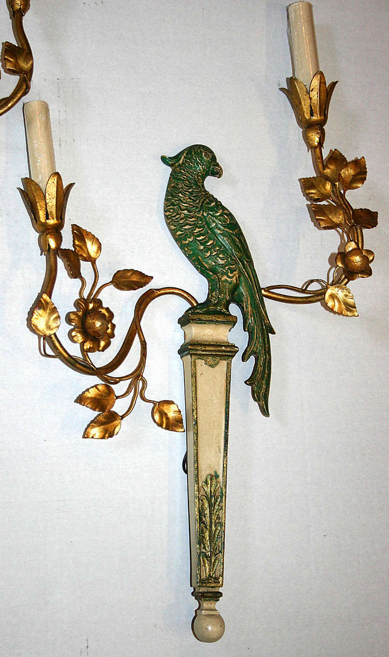 Carved Wood Parrot Sconces at 1stDibs