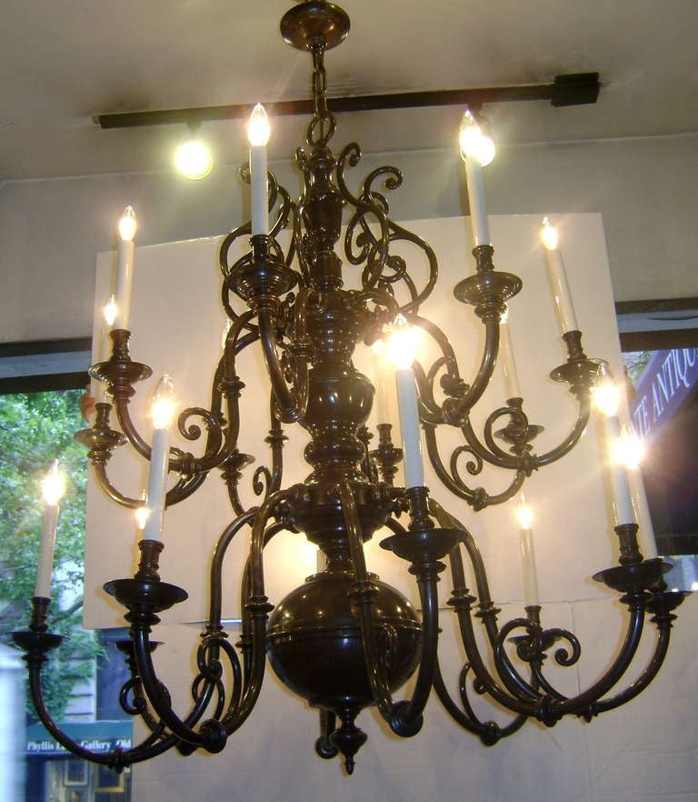 Pair of Large Dutch Bronze Chandelier, Sold Individually at 1stDibs