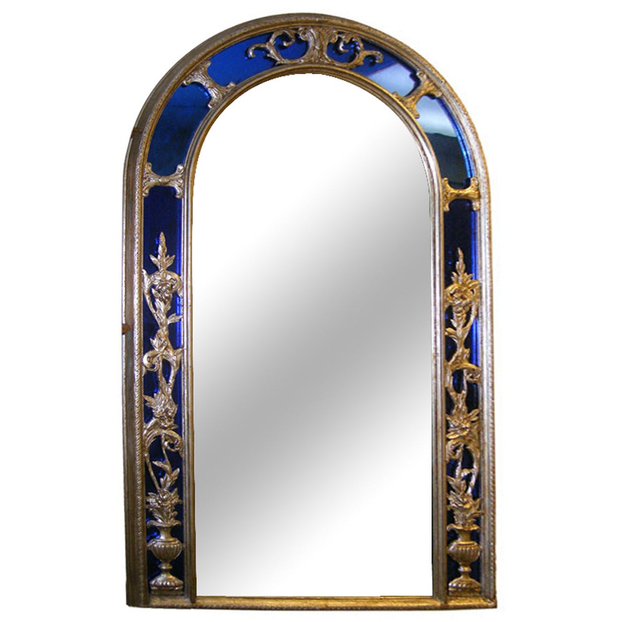 Cobalt Blue Oval Venetian Mirror For Sale at 1stDibs