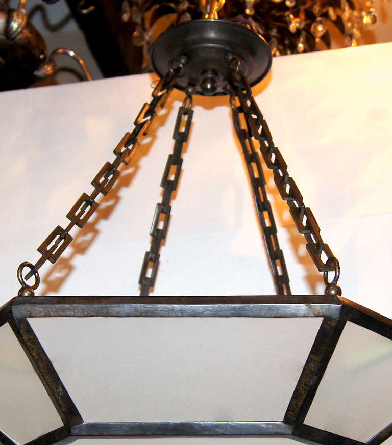 Pair of Patinated Octagonal Bronze Light Fixtures at 1stDibs