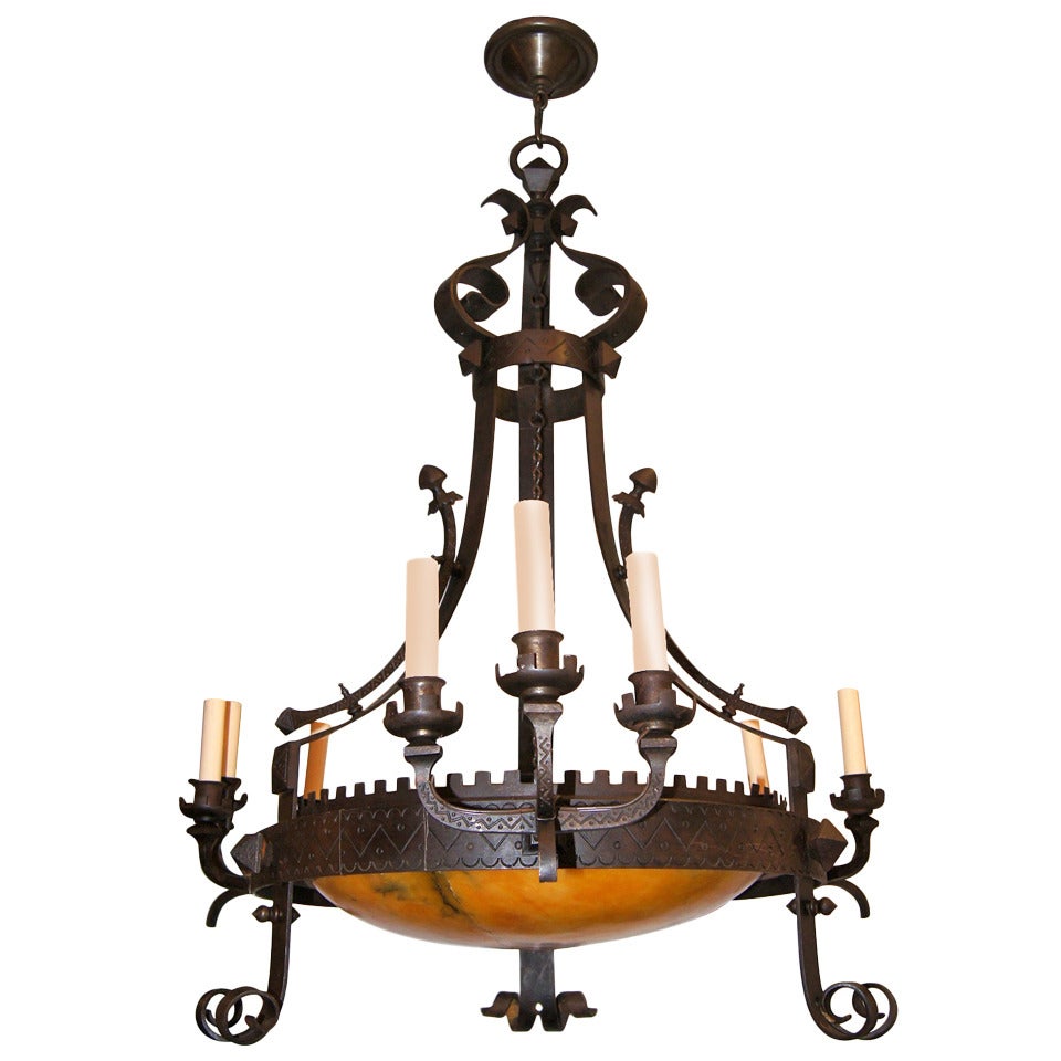 Large Wrought Iron Chandelier at 1stDibs