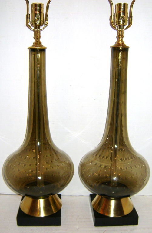 Smoke Colored Glass Table Lamps at 1stdibs