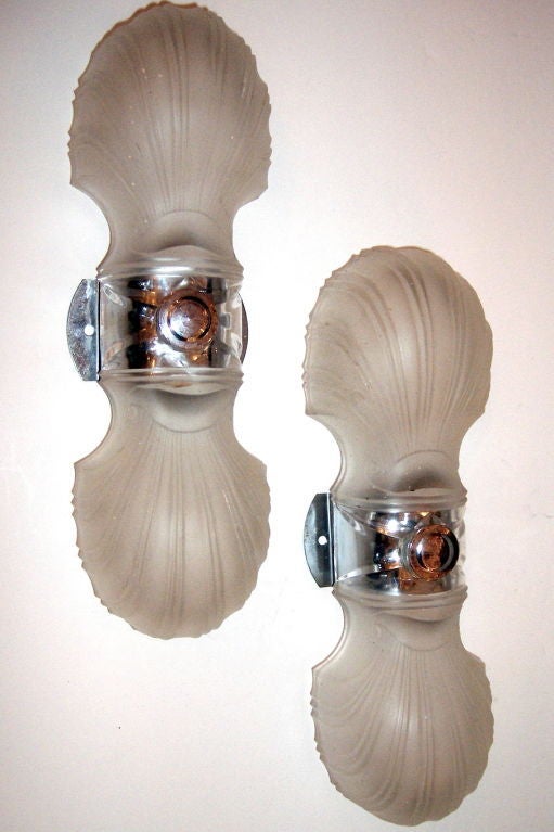 Pair of Shell Shaped Glass Sconces at 1stDibs