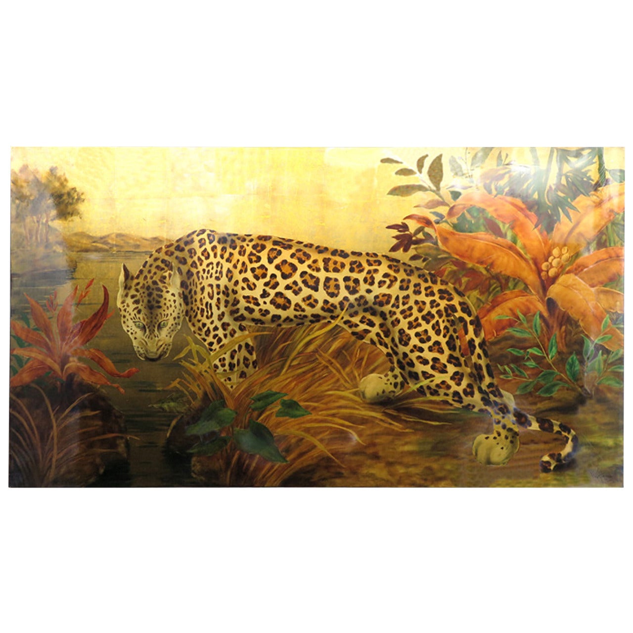 Leopard in the Savannah Panel by Cartier at 1stDibs