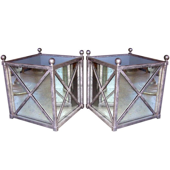 Pair of Mirrored Planters at 1stDibs