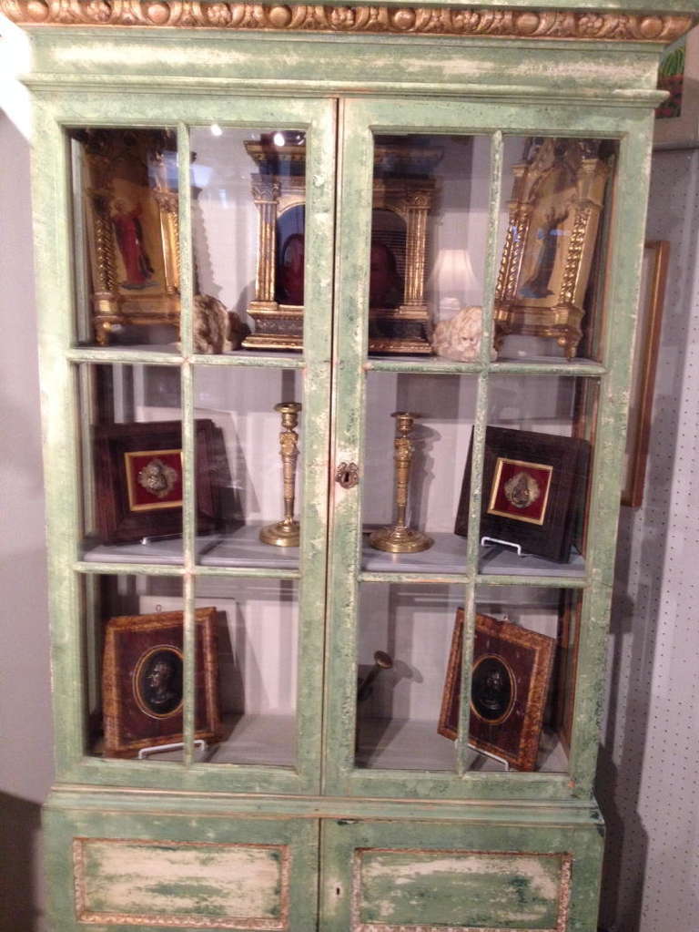 Italian Paint Decorated Display Cabinet For Sale at 1stDibs