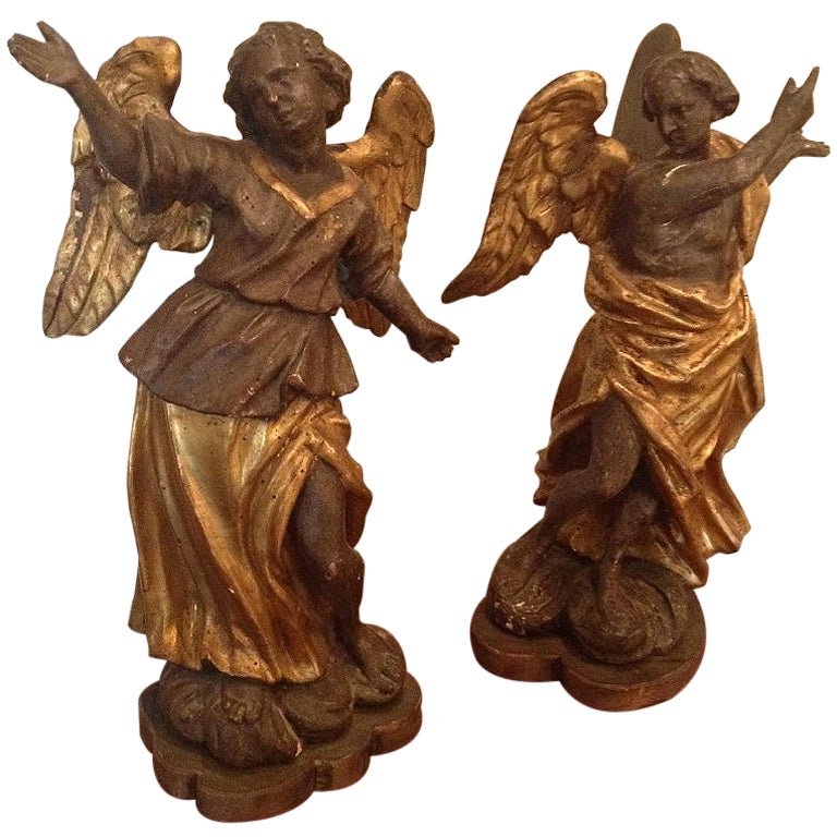 Pair Of Italian Baroque Angels For Sale at 1stDibs