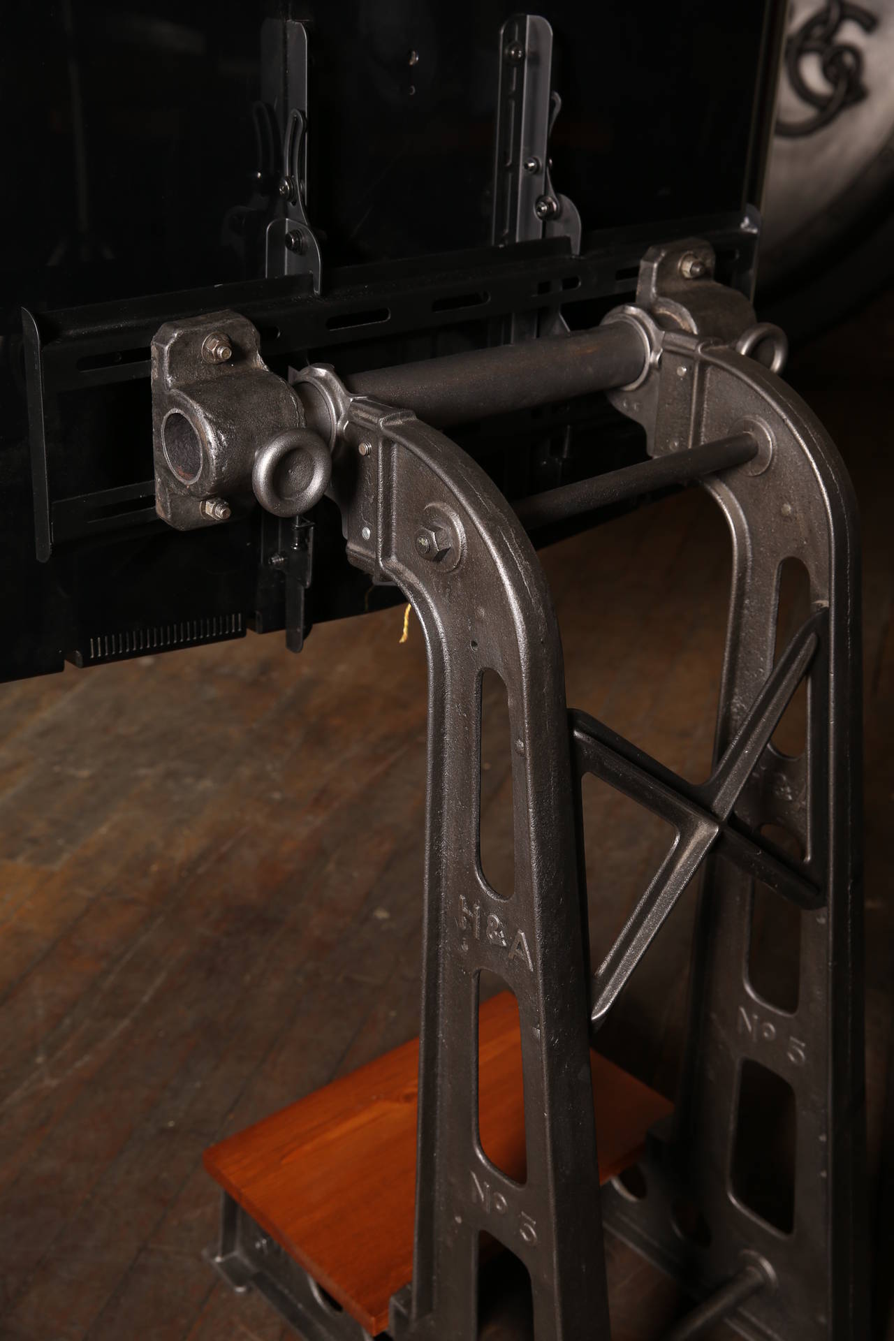 Flat Screen TV Stand Vintage Industrial Cast Iron Media Screen Display ...