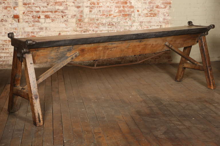 Rustic Antique Industrial Cast Iron, Steel and Wood Factory Brake Table ...