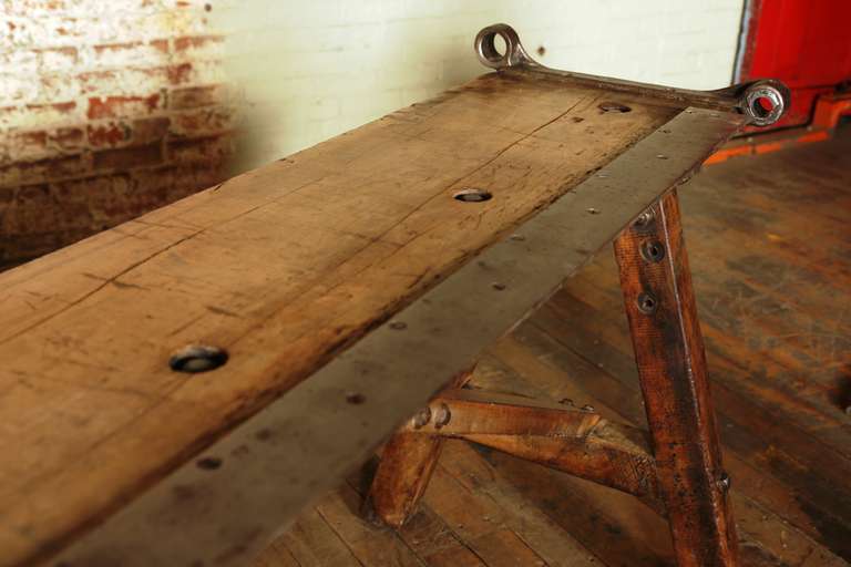 Rustic Antique Industrial Cast Iron, Steel and Wood Factory Brake Table ...