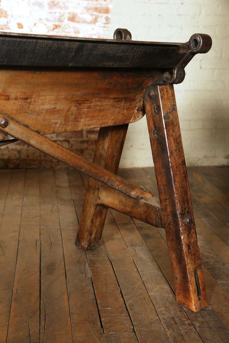 Rustic Antique Industrial Cast Iron, Steel and Wood Factory Brake Table ...
