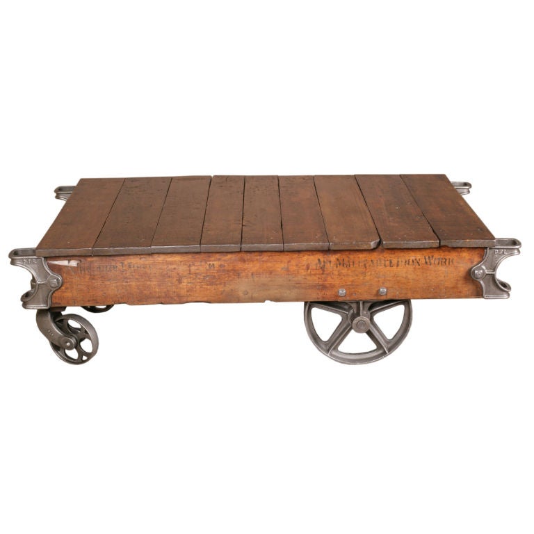 Vintage Industrial Factory Cart/Coffee Table at 1stDibs