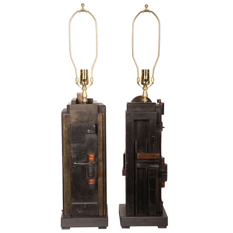 Vintage, Industrial Base Lamps with Shades at 1stDibs