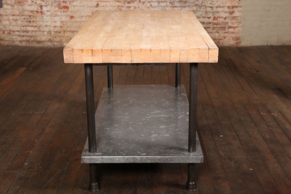 Original, Vintage Industrial, American Made Butcher Block Table at 1stDibs
