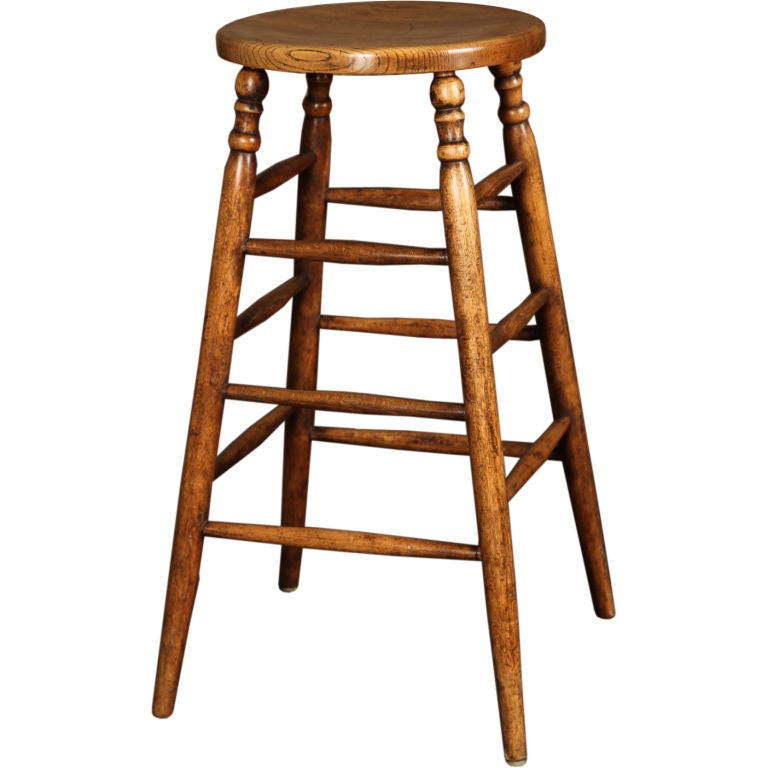 Original, Antique, American Made, Oak Stool at 1stDibs