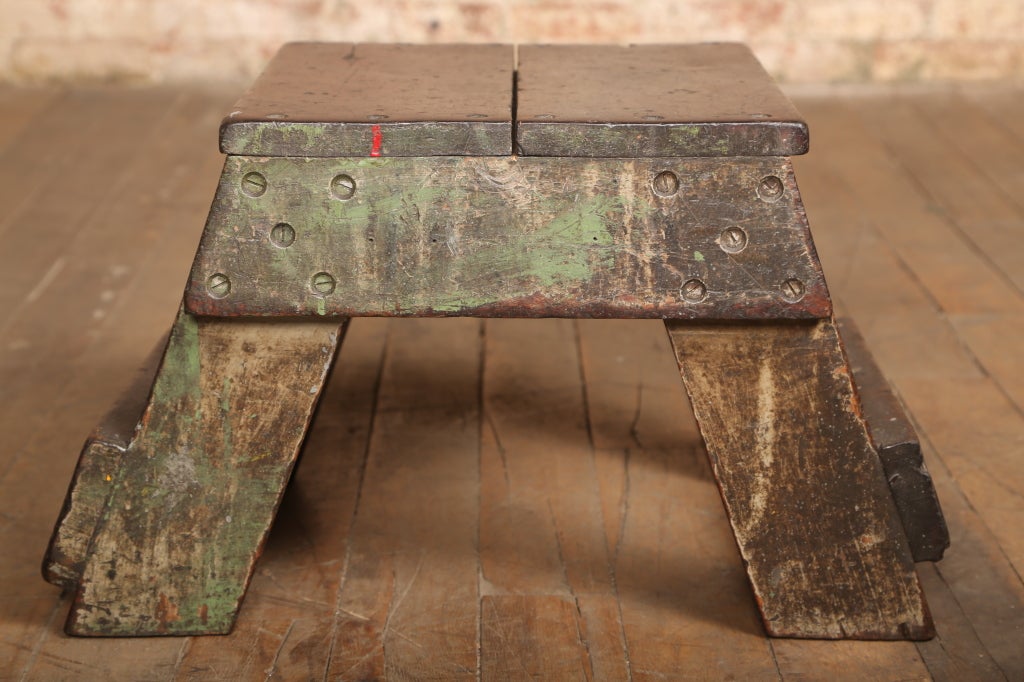 Original, Vintage Industrial, American Made, Wooden Footstool at ...