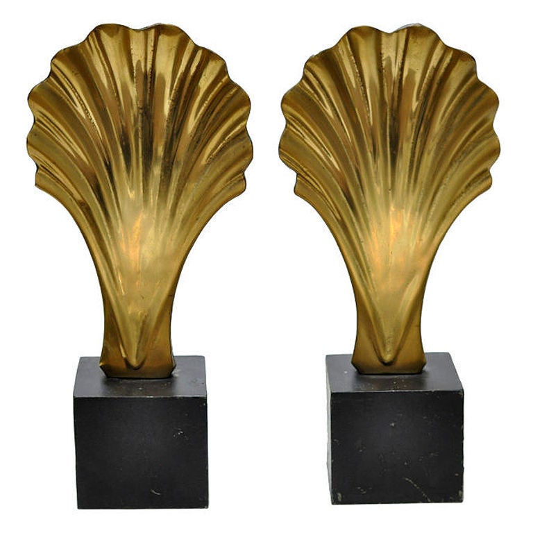 Shell Mid Century Modern Andirons at 1stDibs