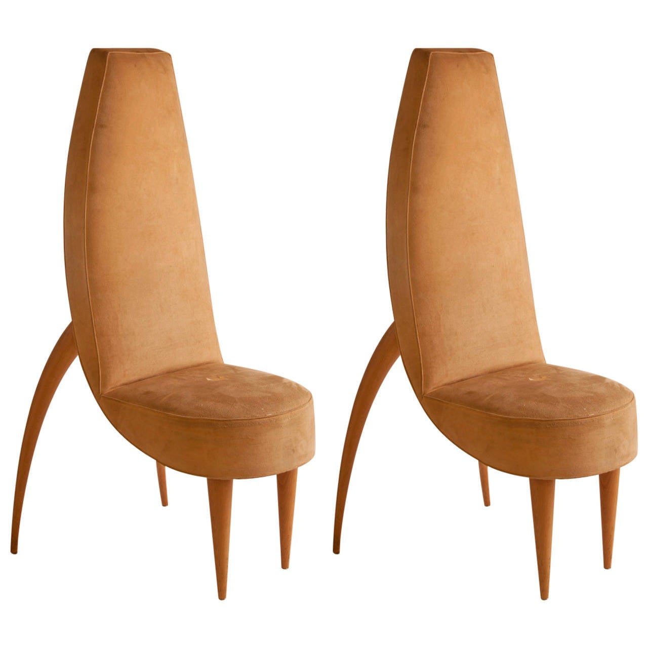 Pair of French High-Back Chairs at 1stDibs