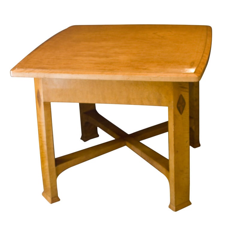 Walnut Table with Pearwood Inlay at 1stDibs