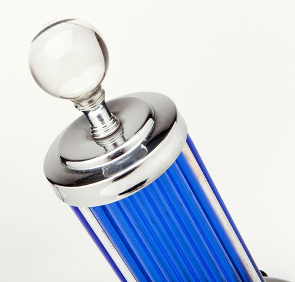 Chrome and Cobalt Blue Glass Rods Table Lamp at 1stDibs