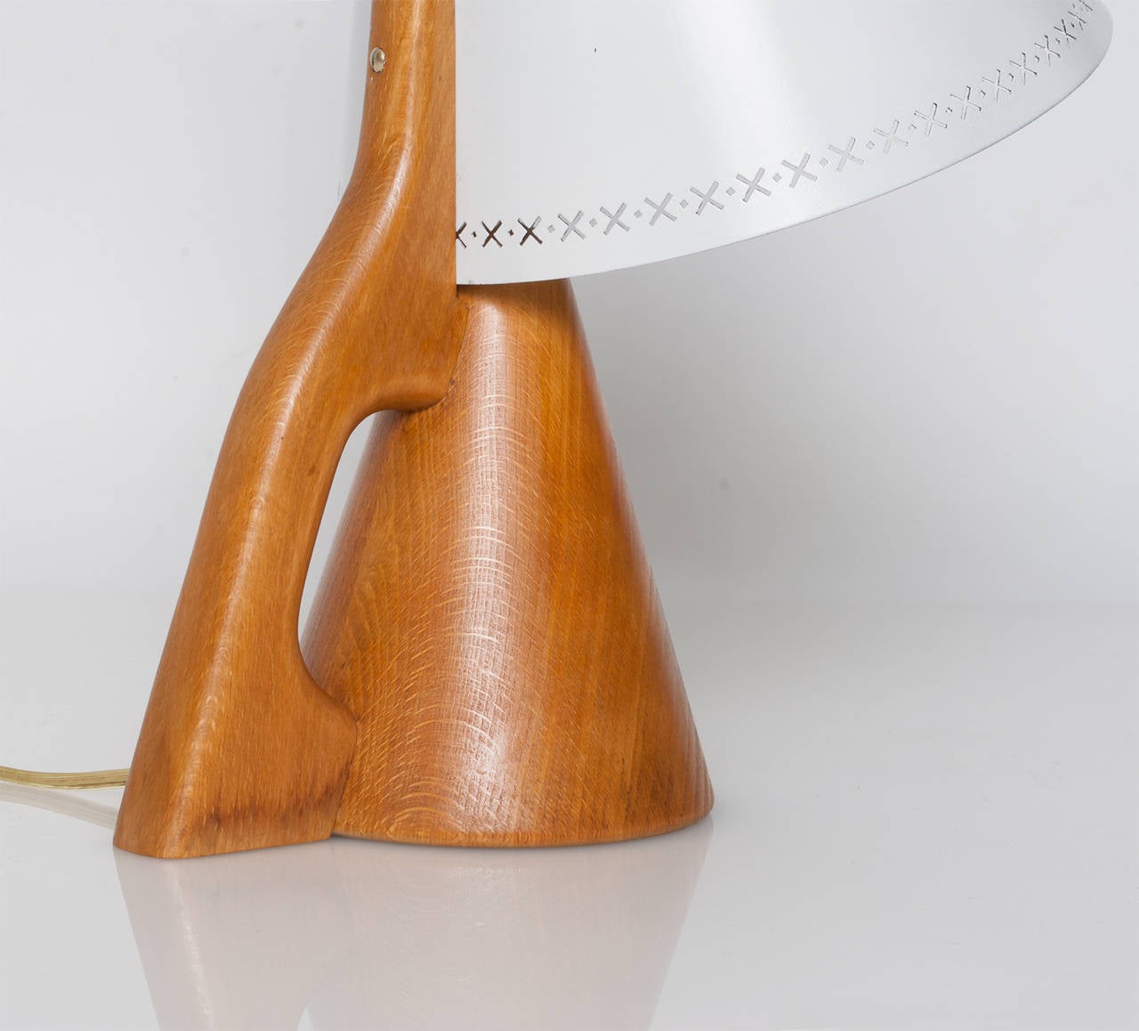 Scandinavian Modern Wood Desk Lamp with Lacquered Metal Shade at 1stDibs