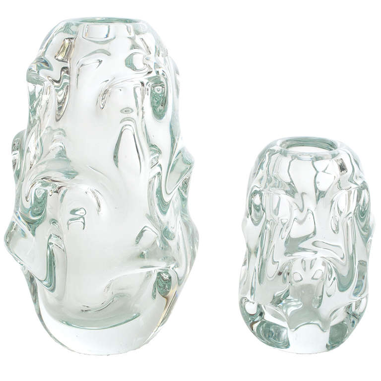 Two Scandinavian Modern Swedish Mid Century Glass Vases From Kosta For Sale At 1stdibs