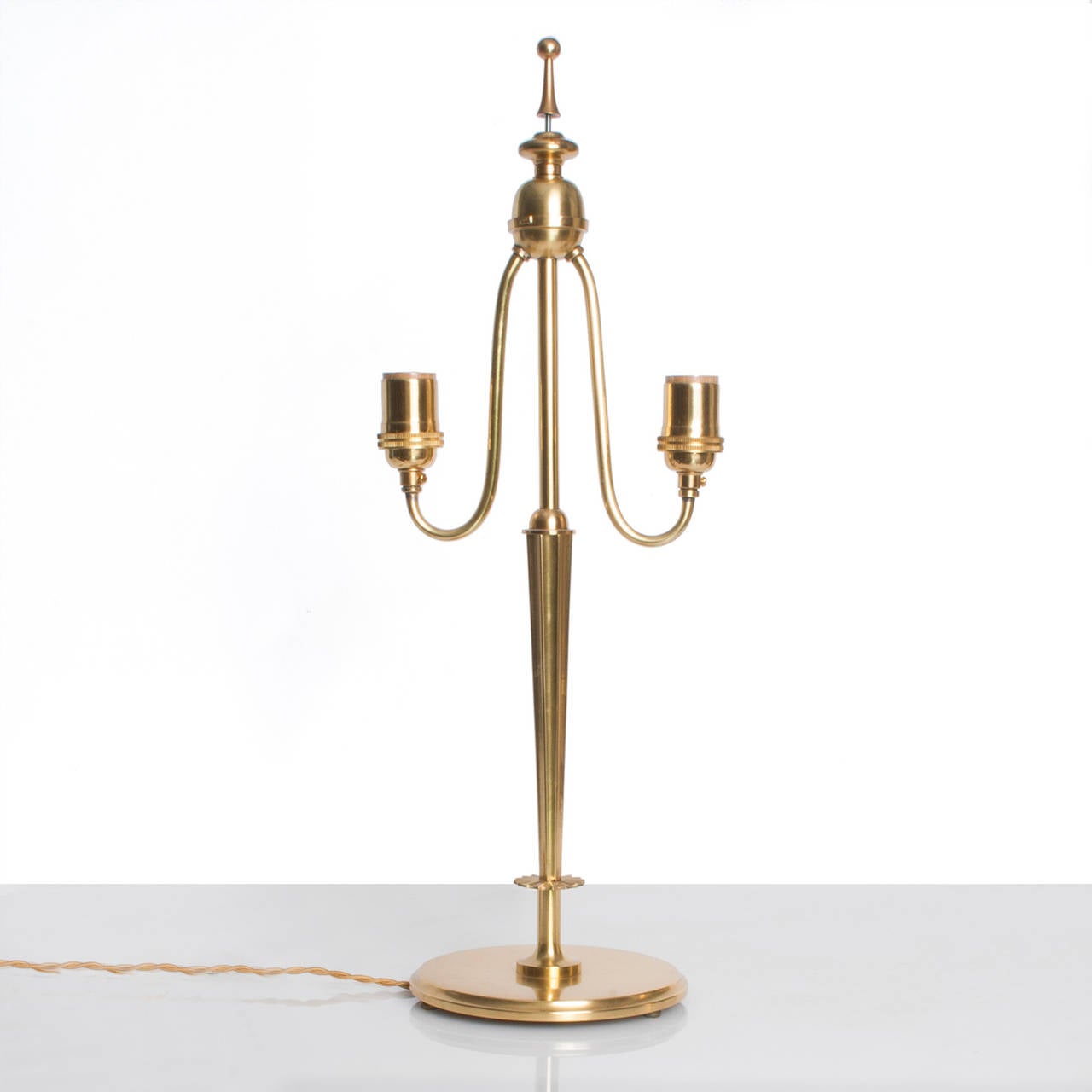 Swedish Art Deco Table Lamp In Solid Polished Brass With Double Sockets ...