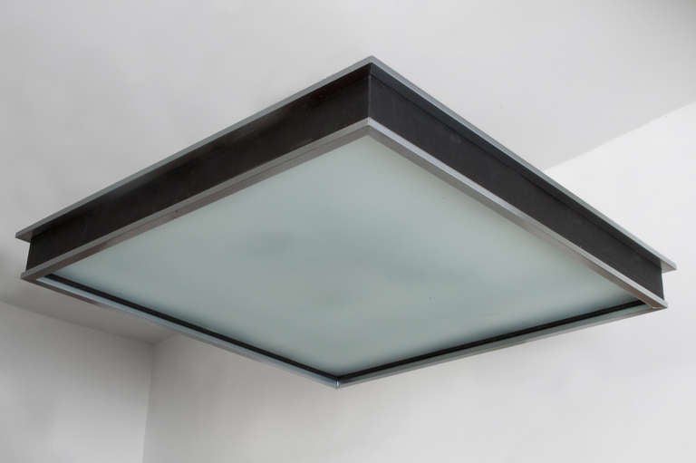 Swedish Art Deco stepped ceiling fixture in painted and polish white ...