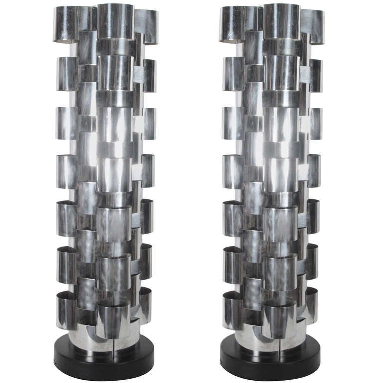 Chrome Tower Lamps by C. Jere at 1stDibs