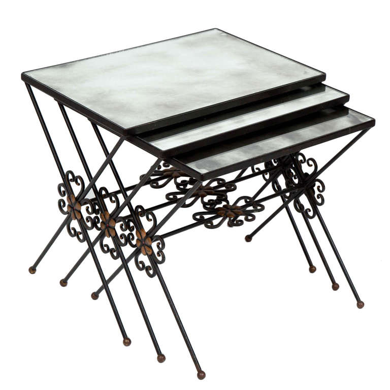 French Wrought Iron Nesting Tables For Sale at 1stDibs