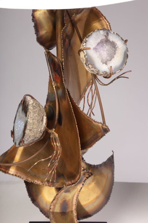 Pair of Brutalist Style Lamps with Geodes by Bijan at 1stDibs