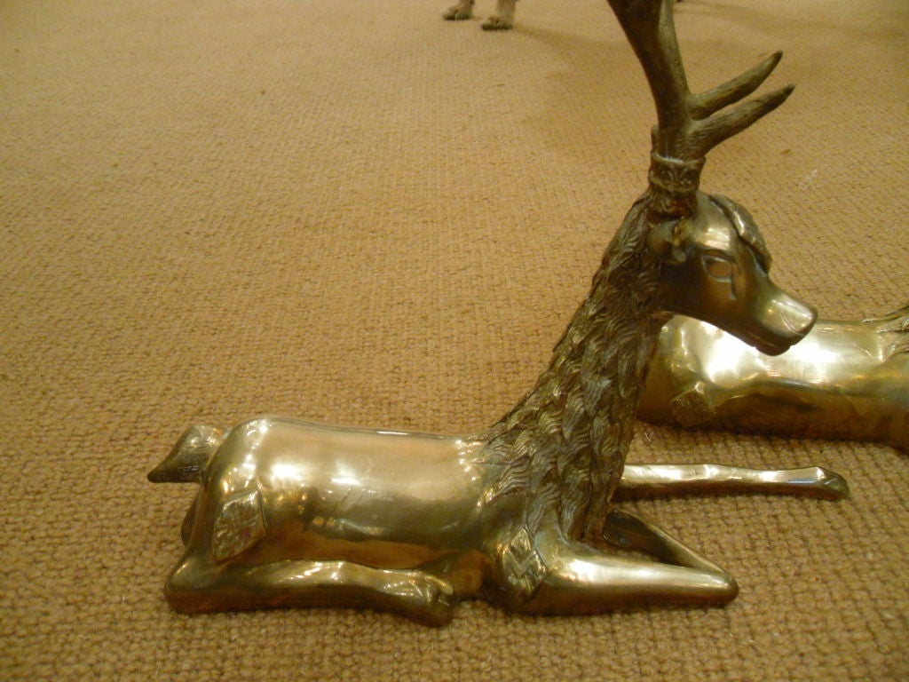 Large Pair of Reclining Decorative Brass Reindeer at 1stDibs