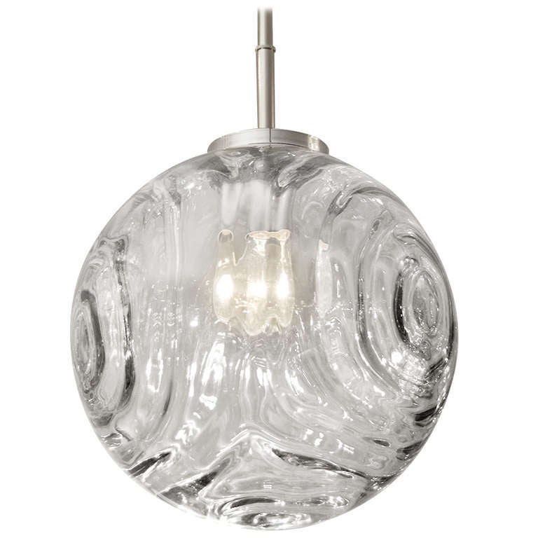 Optic Wave Pattern Smoke Glass Pendant at 1stDibs