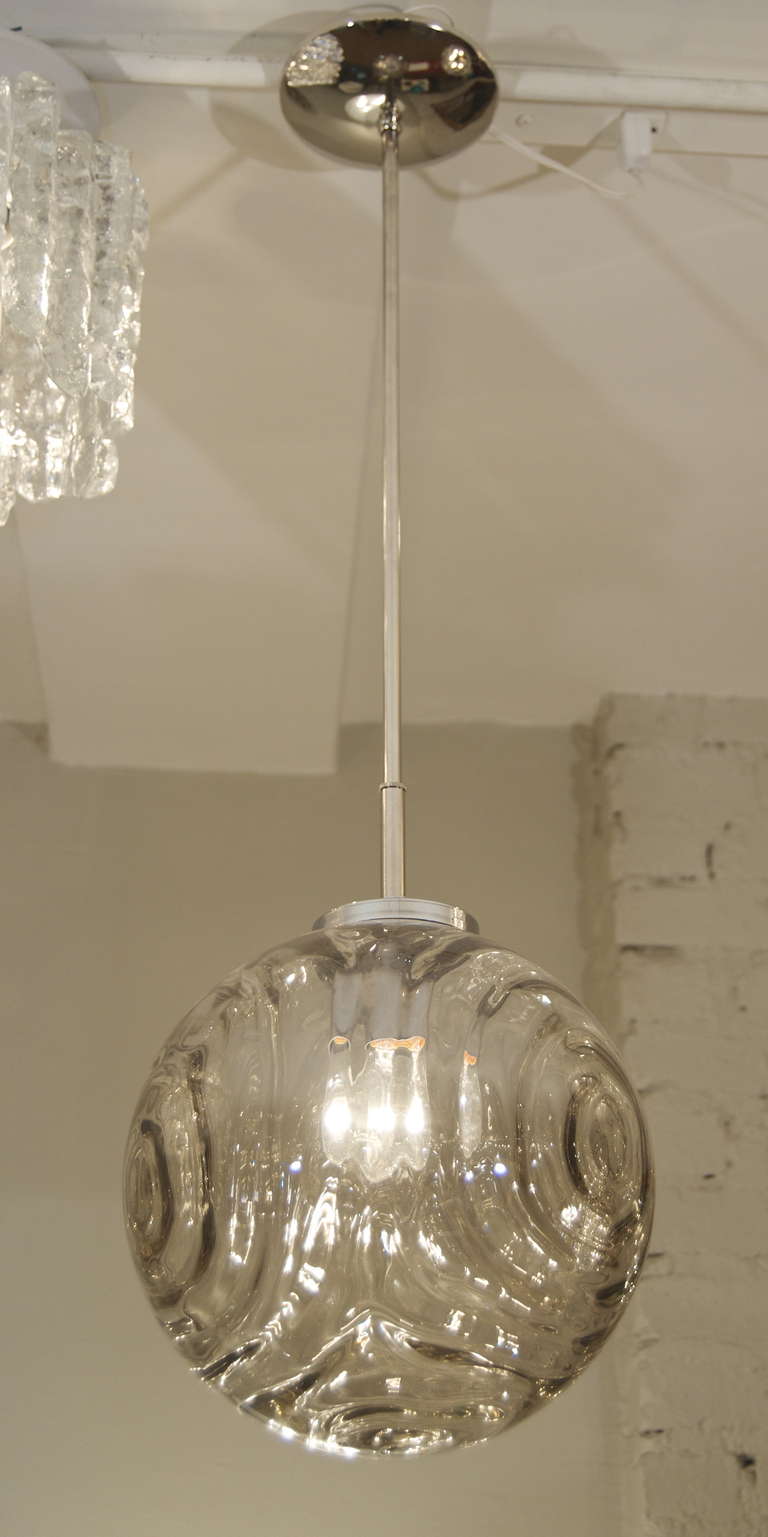 Optic Wave Pattern Smoke Glass Pendant at 1stDibs