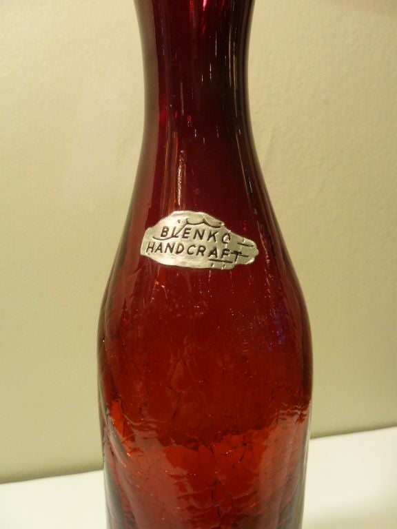 Red Art Glass Vase by Blenko at 1stDibs