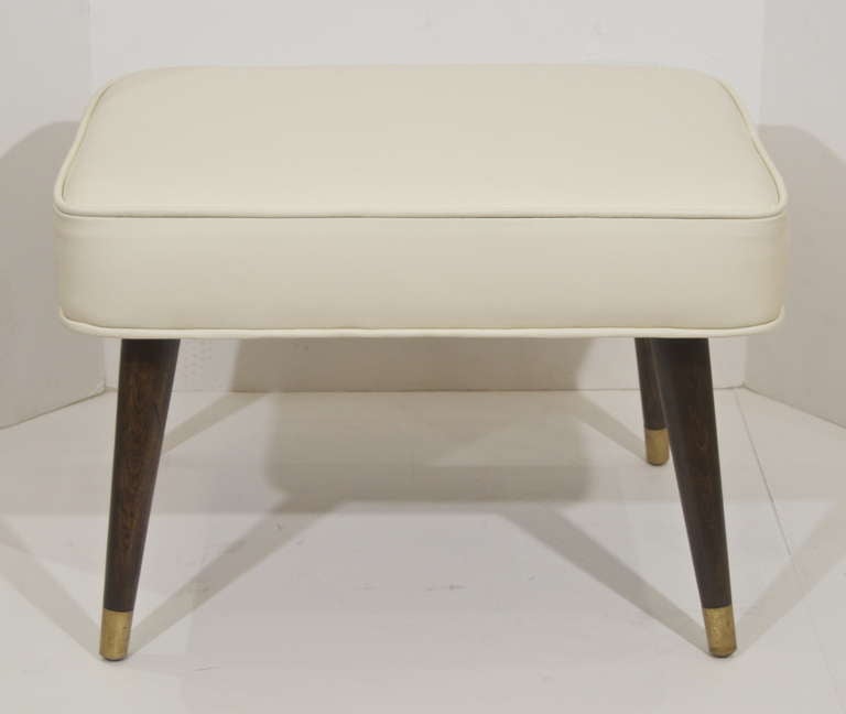 Pair of Mid-Century Benches/Ottomans in Cream Leather at 1stDibs