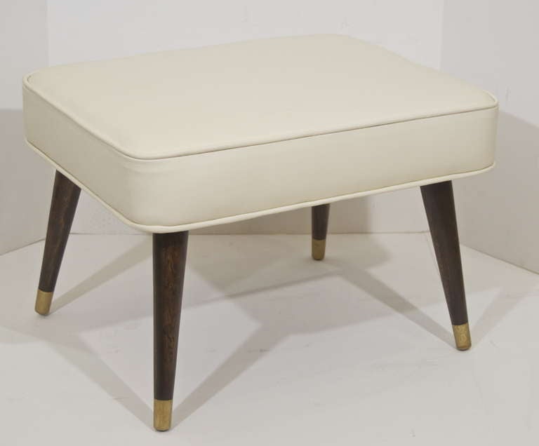 Pair of Mid-Century Benches/Ottomans in Cream Leather at 1stDibs