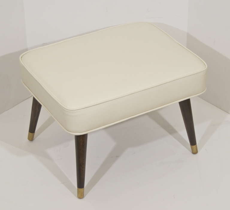 Pair of Mid-Century Benches/Ottomans in Cream Leather at 1stDibs
