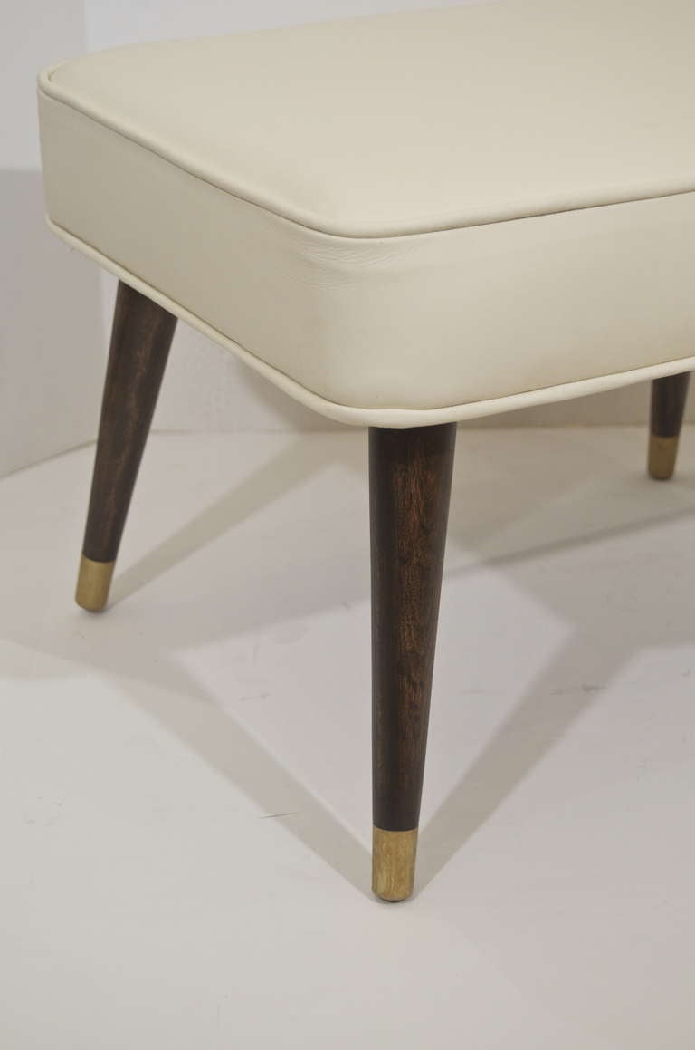 Pair of Mid-Century Benches/Ottomans in Cream Leather at 1stDibs