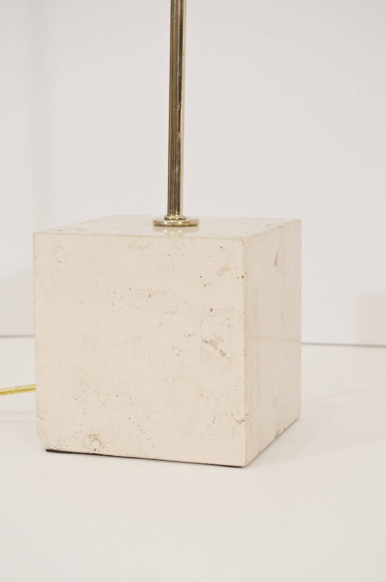 Guzzini Brass Arc Table Lamp with Travertine Base at 1stDibs