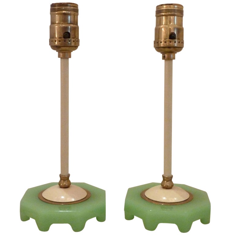 Pair of Petite Jadeite Lamps at 1stDibs