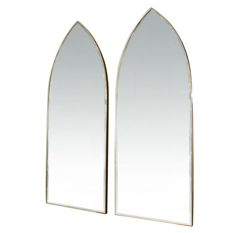 Fabulous Pair of Cathedral Style Mirrors at 1stDibs