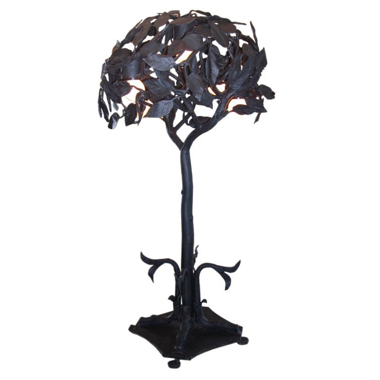 Extremely Rare Iron Tree Table Lamp For Sale at 1stDibs