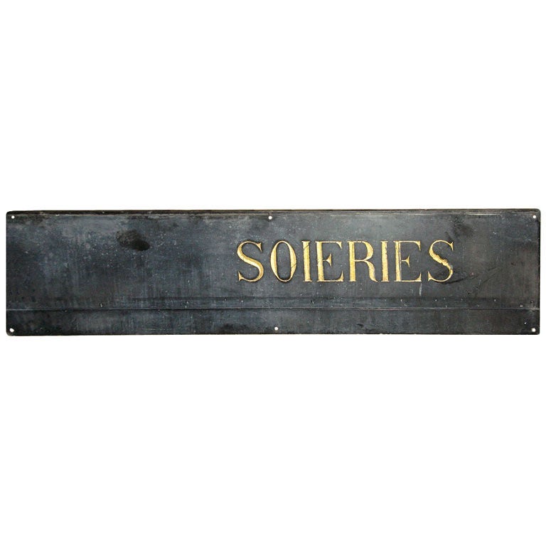 19th C. French Textile Shop Sign in Gilded Black Slate at 1stDibs
