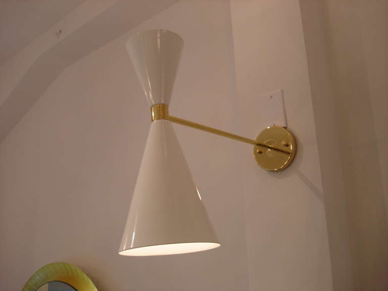 A Pair of Stunning White Double Cone Sconces at 1stDibs